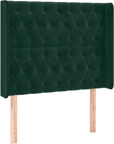 Box spring postel s matrací a LED tmavě zelená 100x200 cm samet 3139730