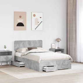 Rám postele s čelo Betonově šedá 135 x 190 cm Kompozitní dřevo 3412385