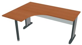 Stůl ergo oblouk pravý 160×120/60 cm - Hobis Cross CE 60 P Dekor stolové desky: třešeň, Dekor lamino podnože: šedá, Barva nohou: černá