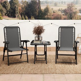 Outsunny Bistro set 3-dílný ocelový zahradní nábytek odolný proti povětrnostním vlivům se skládacím bistro stolem s držákem na pohár zahradní židle t…