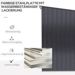 Outsunny zahradní přístřešek 1 x 1 m kovový zahradní přístřešek na nářadí 0,92 m² pozinkovaná ocel tmavě šedá