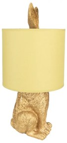 Zlatá stolní lampa králík se žlutým stínidlem Konijn
