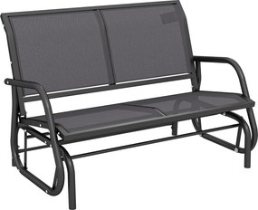 Outsunny Zahradní Houpací Lavice pro 2 Osoby s Houpacím Mechanismem, Vyrobená z Kovové Konstrukce, Nosnost až 200 kg, Zahradní Nábytek pro Zahradu, T…