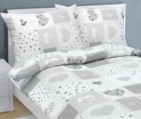 Bavlněné povlečení Šedá,Bílá 90/108 - 1x 240x220, 2ks 70x90