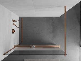 Mexen Kioto+, sprchová zástěna Walk-In s poličkou a věšákem 100 x 200 cm, 8mm čiré sklo-námraza, měděný matný profil, 800-100-121-65-35