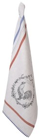 Béžová bavlněná utěrka s kohoutem Devine French Roster I – 50x70 cm