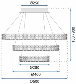 Toolight Závěsné LED osvětlení Crystal LE8 MS008-CP chrom