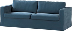 Potah na pohovku IKEA Karlstad 3-místná, nerozkládací, dlouhý barva modrá látka lesklé, sametová
