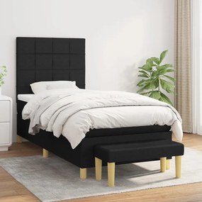 Box spring postel s matrací černá 90x190 cm textil,  3137119