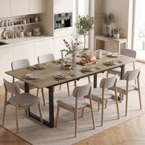 HOMCOM Rozkládací jídelní stůl 140-180 cm pro 6-8 osob, obdélníkový v industriálním designu s ocelovým rámem, hnědý