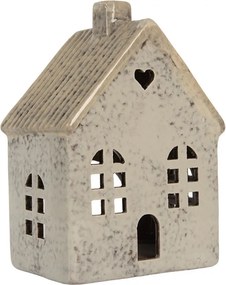 Šedý keramický domek na čajovou svíčku Lamont - 11*7*16 cm