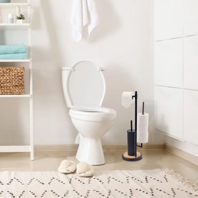 Erga Sisu, držák na toaletní papír se zásobníkem a WC kartáčem 3v1, černá matná-hnědá, ERG-YKA-P.SISU-BLK-B