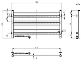 Koupelnový žebříkový radiátor s term. AVANGARD 300W/230V 50,6 cm IP44 bílá levá