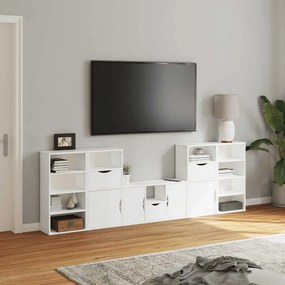 5 kusů TV skříněk s úložným prostorem bílá Borovicový masiv 3365379
