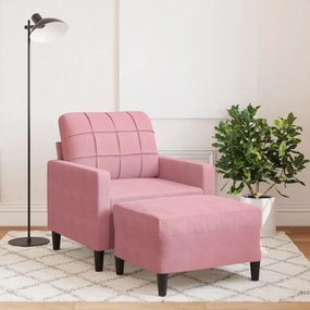 Křeslo s podnožkou růžová 60 cm samet 3278260