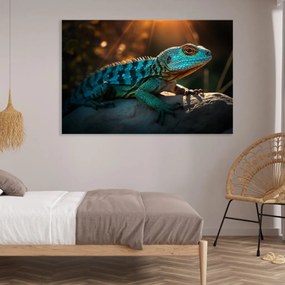 Obraz na plátně - Ještěrka se vyhřívá na kameni FeelHappy.cz Velikost obrazu: 180 x 120 cm