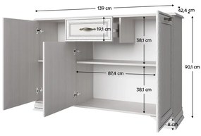 Kombinovaná komoda 3D1S, woodline krem, TIFFY 08