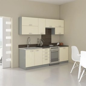 KARMEN | vysoká skříňka 60 DK-210 2F potravinová s policemi | 60 cm | světle šedá/krémová lesk