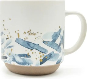 Hrnek Meno Tahy, 400 ml – porcelán New Bone China, akvarelové tahy a zlaté detaily