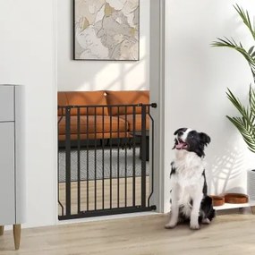 Rozšiřitelná a nastavitelná mříž pro psy PawHut pro schody a dveře, z oceli a ABS, 75-85x76 cm, černá