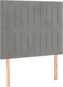 Box spring postel s matrací a LED světle šedá 80 x 200 cm samet 3136209