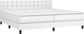 Box spring postel s matrací bílá 200x200 cm umělá kůže 3141144