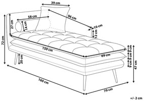 Sametová lenoška levostranná béžová/šedá GONESSE Beliani