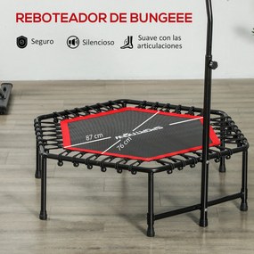 SPORTNOW Fitness Trampolína 114x114x132 cm, Elastická Postel, Fitness s Nastavitelným 3úrovňovým Řídítkem, Ocelový Rám pro Cvičení nohou a Těla Doma,…