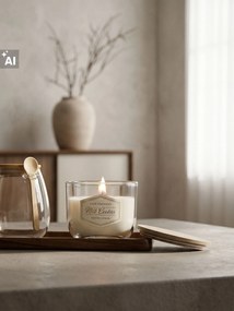 Sinsay - Vonná svíčka s dřevěným knotem Milk Cookies - bílá