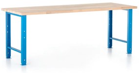 Výškově nastavitelný dílenský stůl Basic, 220 x 80 cm, modrá - ral 5012