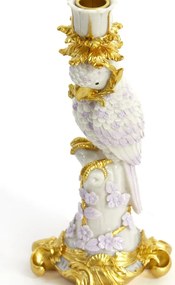 Zlatý antik svícen s papouškem Lora lilac - 12*11*29 cm