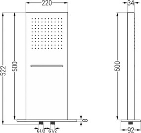 Mexen Waterfall sprchová nerezová hlavice 54 x 22 cm, chrom, 79195-00