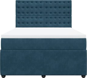Box spring postel s matrací tmavě modrá 140x200 cm samet 3292374