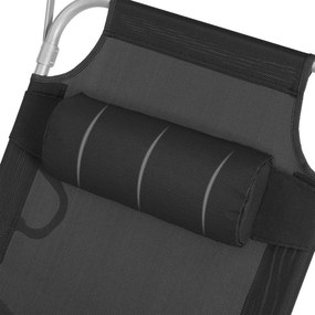 Zahradní lehátko LAGUNA s nastavitelnou clonou, 193x53x29cm, černá SongmicsHome