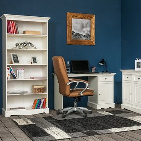 Massive home | Bílá knihovna Belluno Elegante z masivu s bílou deskou