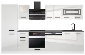 Kuchyňská linka Belini Premium Full Version 300 cm bílý lesk s pracovní deskou CINDY