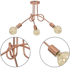 Stropní svítidlo Edison 3, měděné tělo svítidla