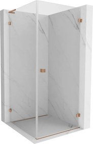 Mexen Lunar-B L výklopný sprchový kout pravý 90 x 90 cm, čiré sklo, měděná matná, 832L-090-090-65-00-P
