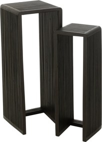 Sada 2 černých odkládacích stolků Cubic z recyklovaného teaku – 34*34*88/ 25*25*75 cm