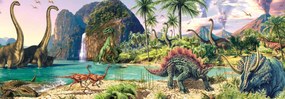 DINO Puzzle panoramatické 150 dílků Dinosauři u jezera 66x23cm skládačka dn393301