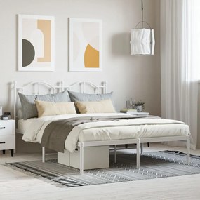 Kovový rám postele s čelem bílý 150 x 200 cm,  353490