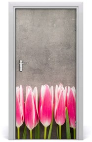 Samolepící fototapeta na dveře Růžové tulipány 85x205 cm