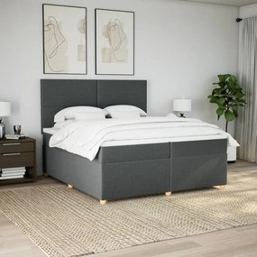 Box spring postel s matrací tmavě šedá 200x200 cm textil 3293681