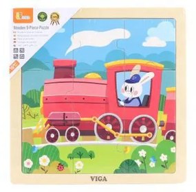 Viga Dřevěné puzzle 9 dílků - mašinka