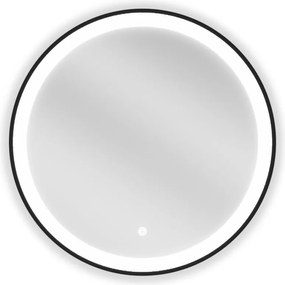Mexen Esso, kulaté LED podsvícené koupelnové zrcadlo 60 cm, 6000K, topná podložka proti zamlžování, černý rám, 9825-060-060-611-70