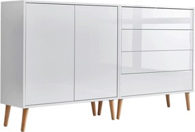 XXXLutz ŠIROKÁ KOMODA, bílá, vysoce lesklá bílá, 158/86/33 cm MID.YOU - Komody na nožičkách - 001067002101