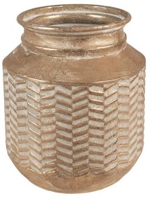 Zlatá antik dekorativní plechová váza – 21x23 cm