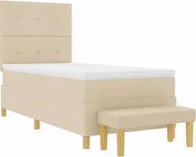 Postel s boxspringem s čelo Krémová 190 x 90 cm textil 3344266