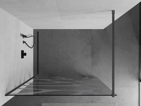 Mexen Kioto, sprchová zástěna Walk-In 70 x 200 cm, 8mm čiré sklo bílý vzor, ​​grafitový profil, 800-070-101-95-97
