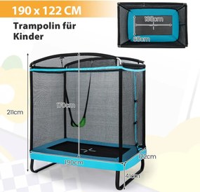 Costway 2 v 1 Dětská trampolína s houpačkou a ochrannou sítí a krytem okraje